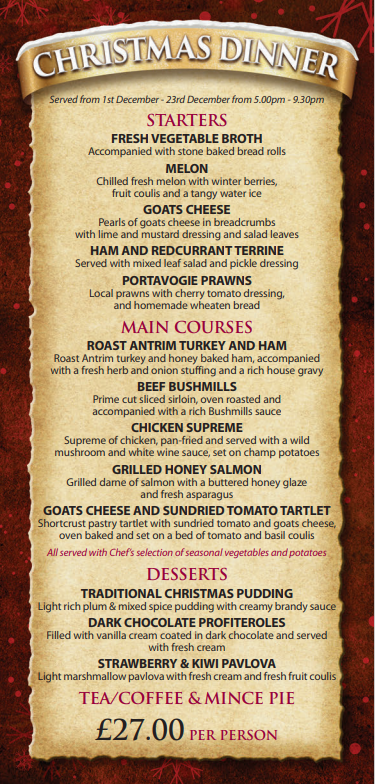 Grill Menus | Restaurants In Ballymena Town | Adair Arms Hotel