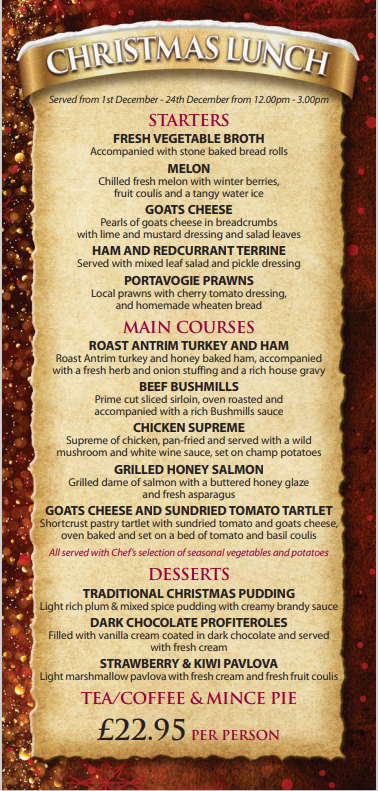Grill Menus | Restaurants In Ballymena Town | Adair Arms Hotel
